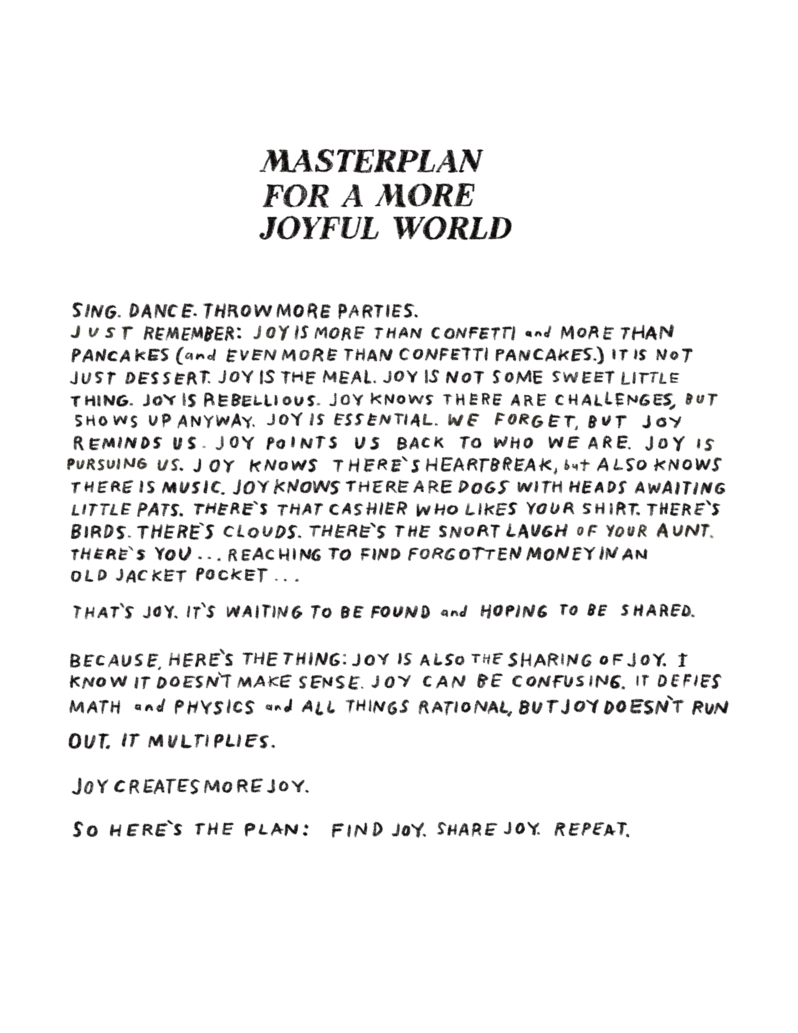 Masterplan for a More Joyful World